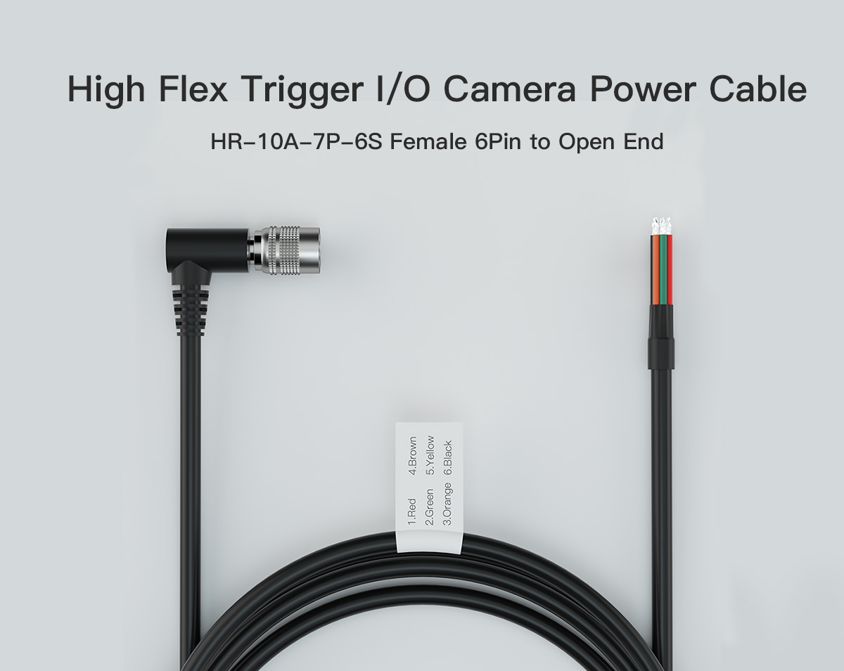 Hirose 6 Pin Female Right Angle-1 to Open I/O Power High Flex Cable ...