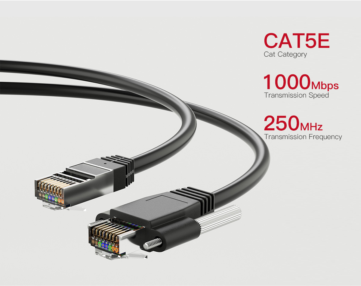 GigE vision Cat5E High Flex Ethernet Horizontal Screws Cable | For Mac